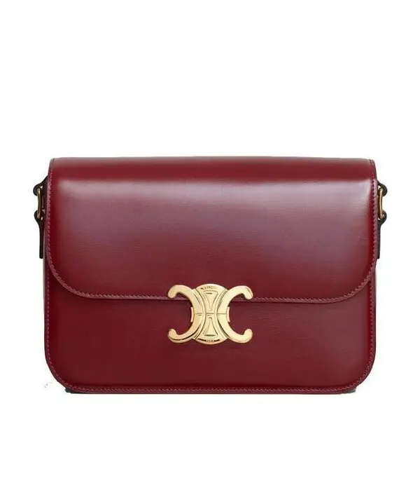 Celine Classique Triomphe Bag In Shiny Calfskin - Red