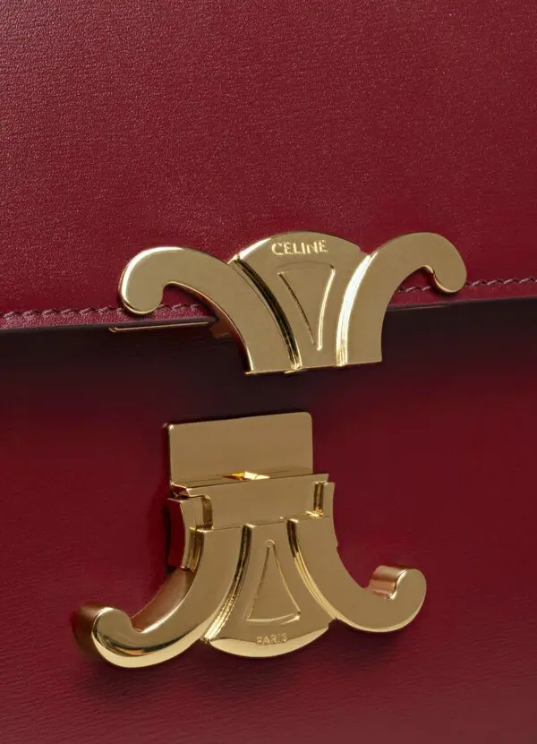 Celine Classique Triomphe Bag In Shiny Calfskin - Red