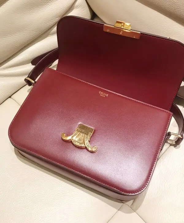 Celine Classique Triomphe Bag In Shiny Calfskin - Red