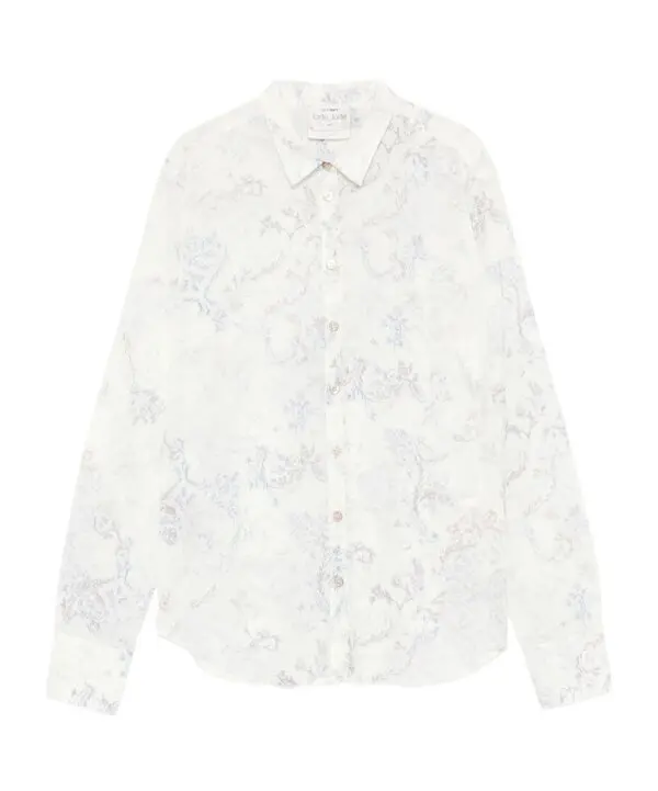 FORTE_FORTE Printed Long Sleeve Shirt - White