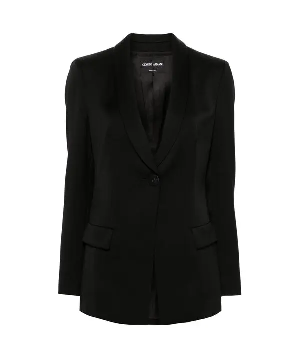 Giorgio Armani Single-breasted Twill Blazer - Black