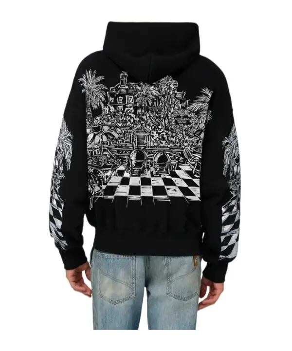 Amiri Zip-fastening Hooded Sweatshirt With Printed Design - Black