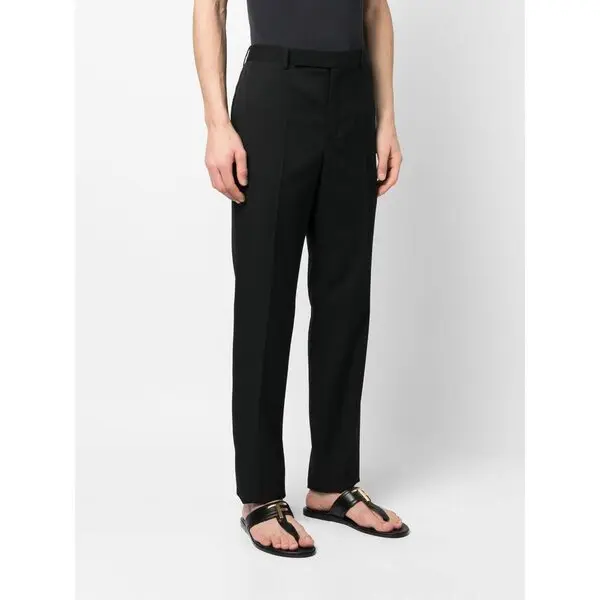 Saint Laurent Button Detailed Straight Leg Trousers - Black