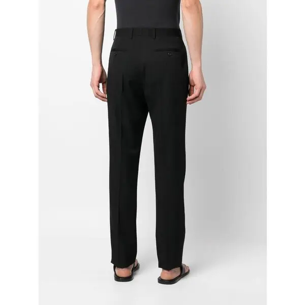 Saint Laurent Button Detailed Straight Leg Trousers - Black