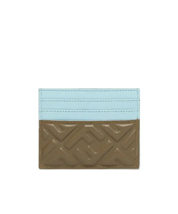 Fendi Nappa Leather Flat Card Case With Ff Motif - Green