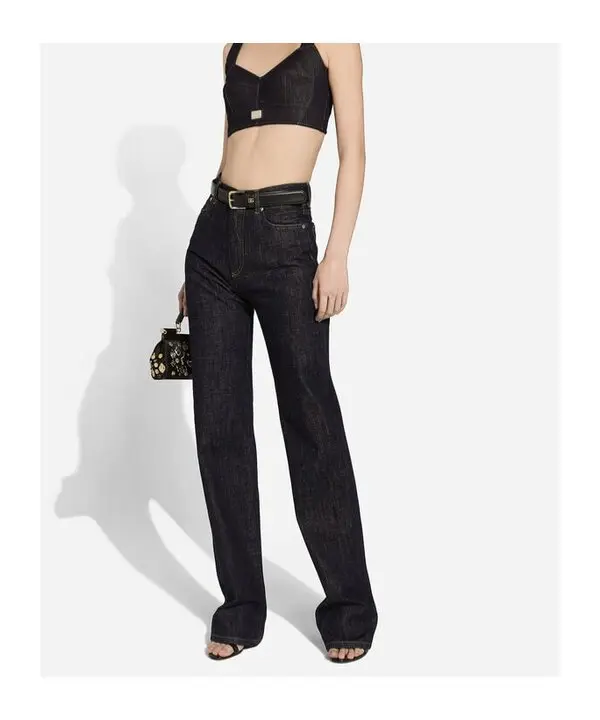 Dolce & Gabbana Embroidered Logo Straight-leg Denim Jeans