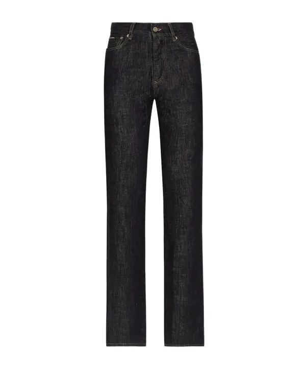 Dolce & Gabbana Embroidered Logo Straight-leg Denim Jeans - Blue