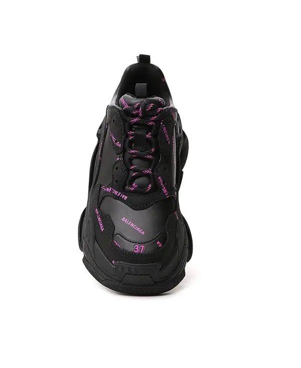 Balenciaga Triple S Sneakers With Full Logo Detailing - Black