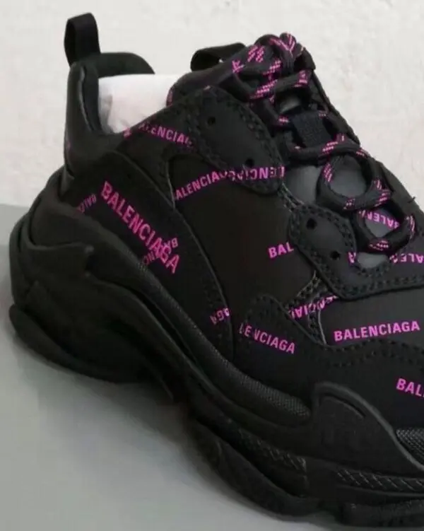 Balenciaga Triple S Sneakers With Full Logo Detailing - Black