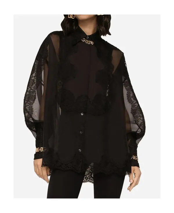 Dolce & Gabbana Floral Lace Semi-sheer Buttoned Shirt