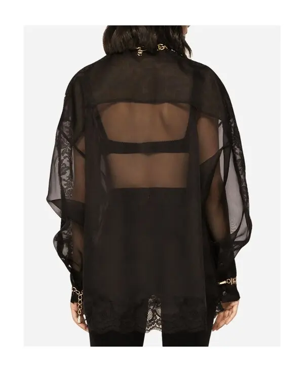 Dolce & Gabbana Floral Lace Semi-sheer Buttoned Shirt