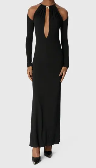 MARINE SERRE Draped Jersey Long Dress With Moon Pendant