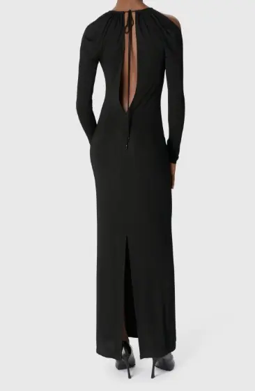 MARINE SERRE Draped Jersey Long Dress With Moon Pendant