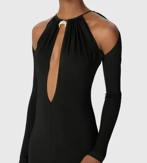 MARINE SERRE Draped Jersey Long Dress With Moon Pendant