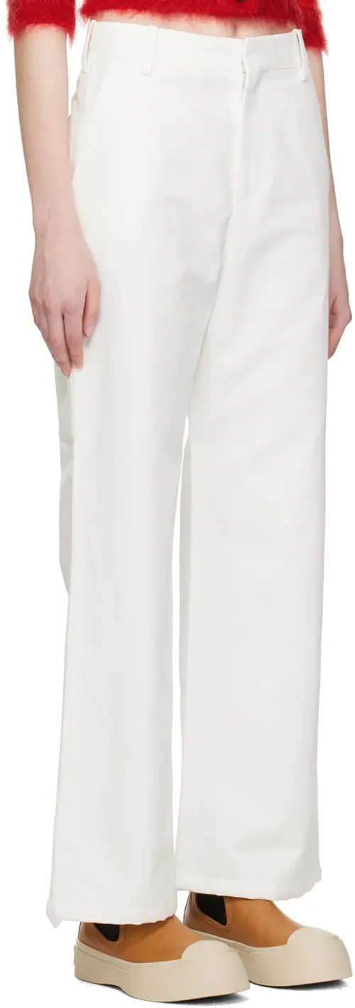 Marni Straight Leg Cargo Trousers With Drawstring Hem - White