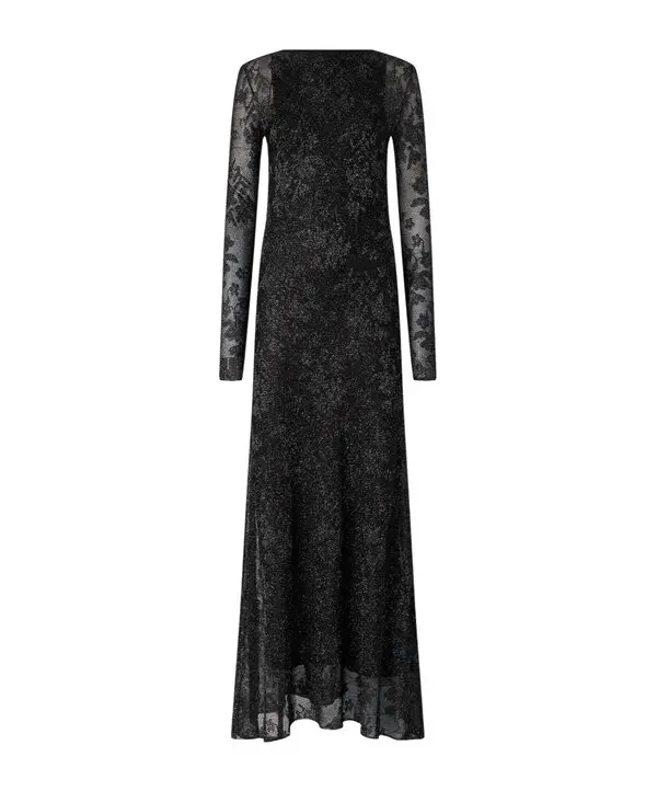 Pinko Openwork Long-sleeve Maxi Dress