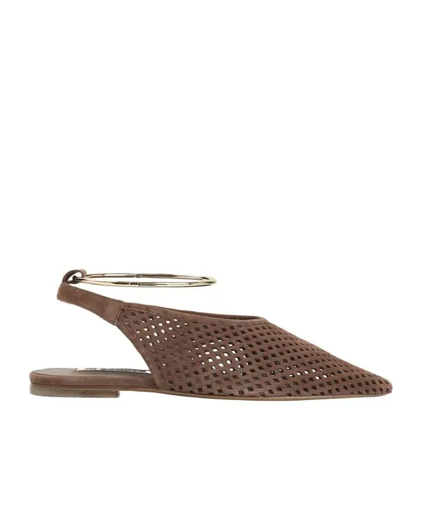 JIL SANDER Slingback Sandals With Gold Ring Detail - Brown