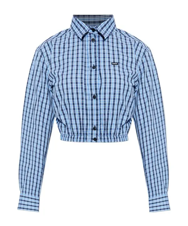Vetements Cropped Plaid Shirt - Blue