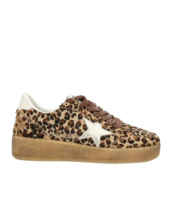 GOLDEN GOOSE Ballstar Leopard Print Sneakers - Brown