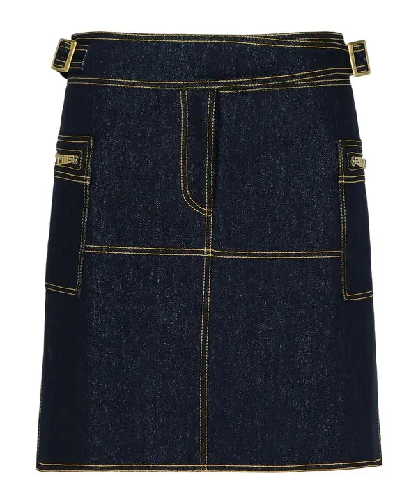 Etro Contrast-stitched Denim Mini Skirt - Black