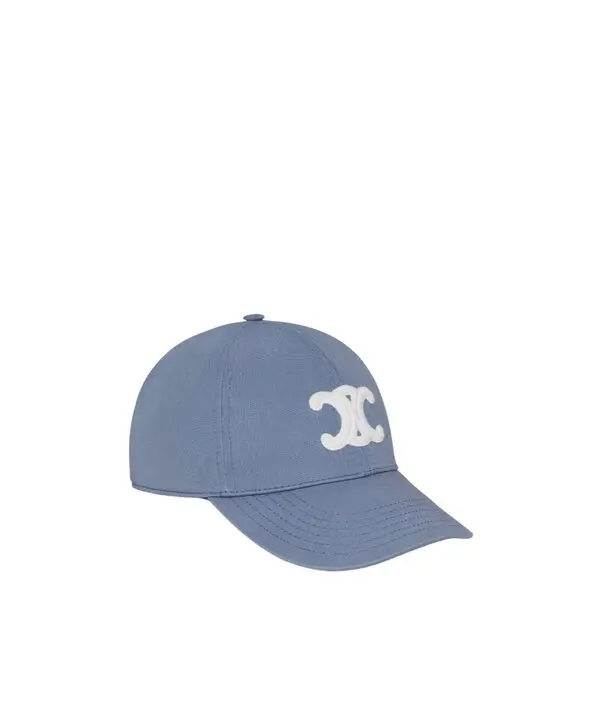 Celine Triomphe Baseball Cap In Cotton Gabardine - Periwinkle Blue