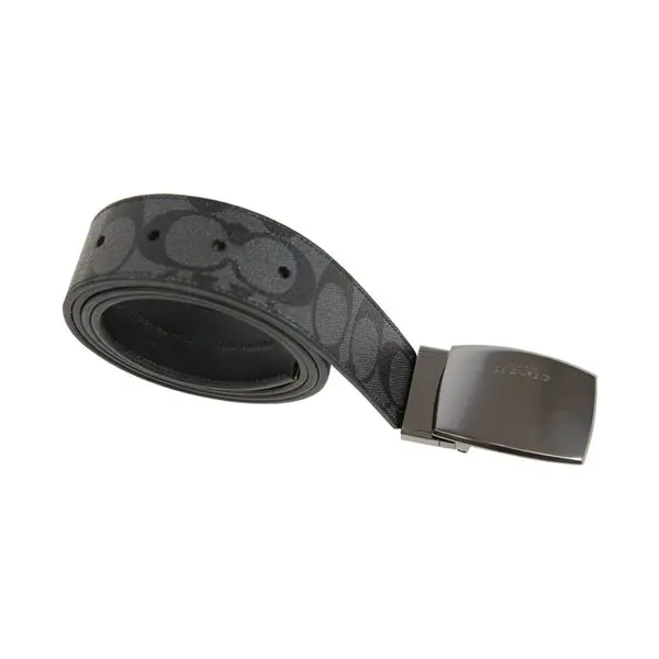 COACH Embossed Logo Reversible Leather Belt - Black