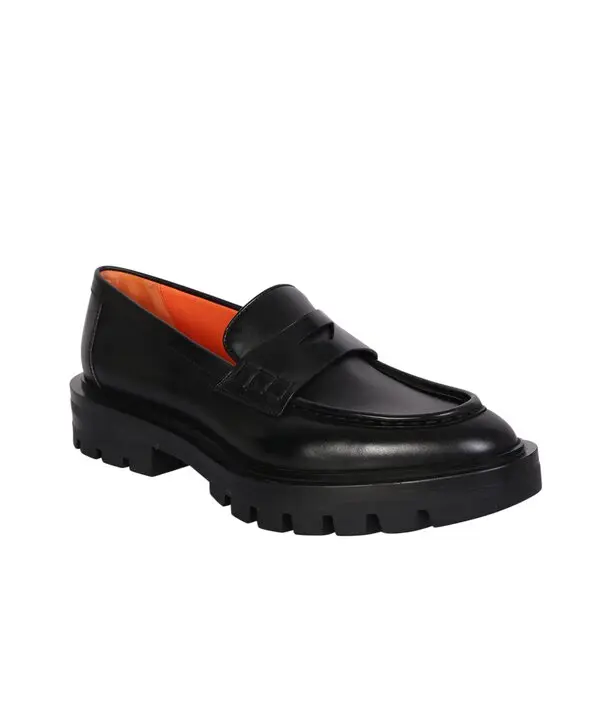 Santoni Round Head Loafer - Black