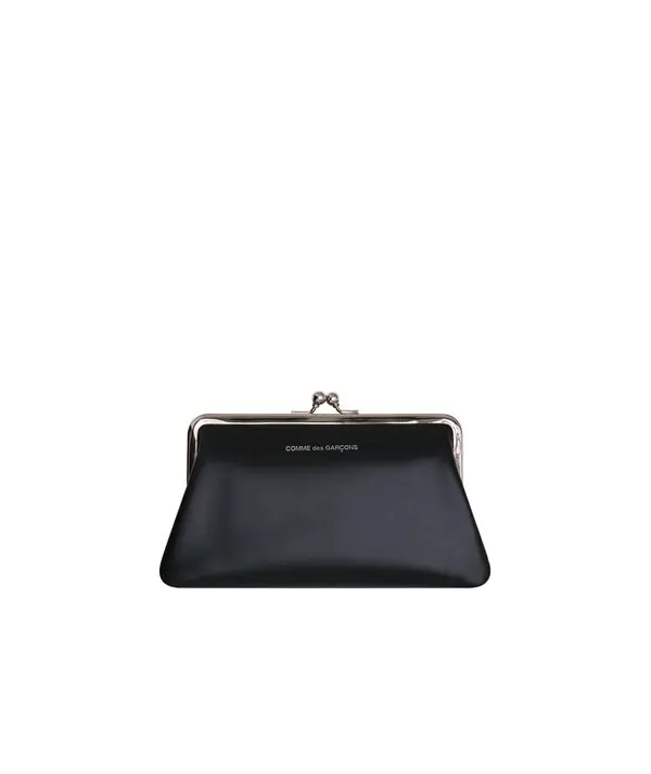 Comme Des Garçons Logo-printed Kiss-clasp Purse - Black