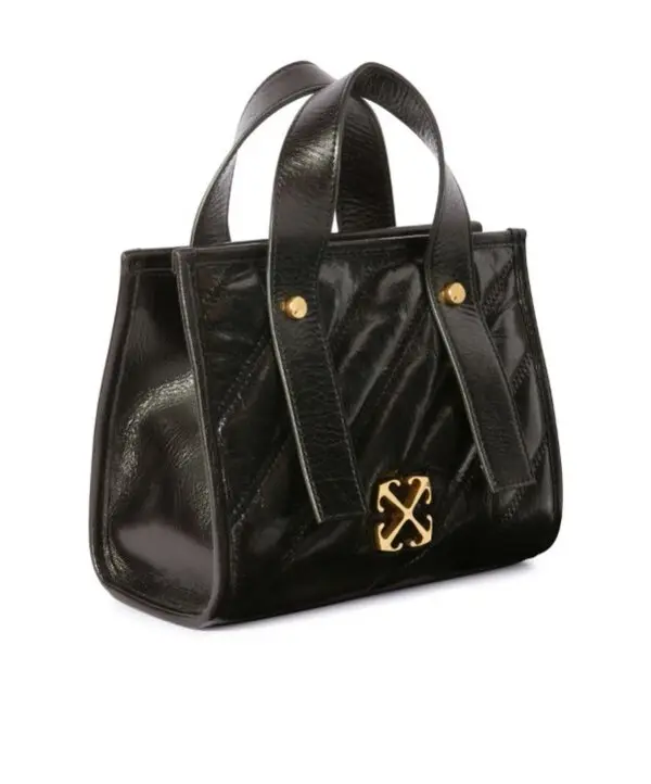 Off-White Quilted Logo Plaque Tote Bag - Black