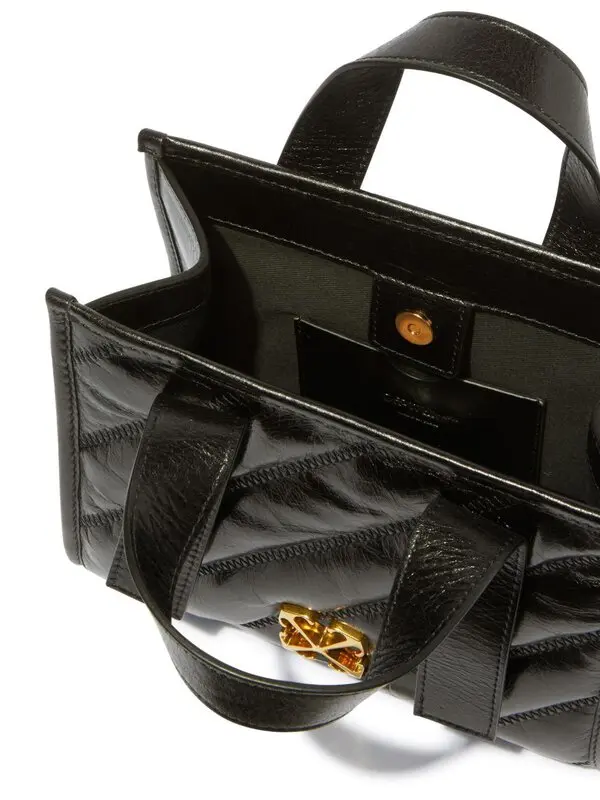 Off-White Quilted Logo Plaque Tote Bag - Black