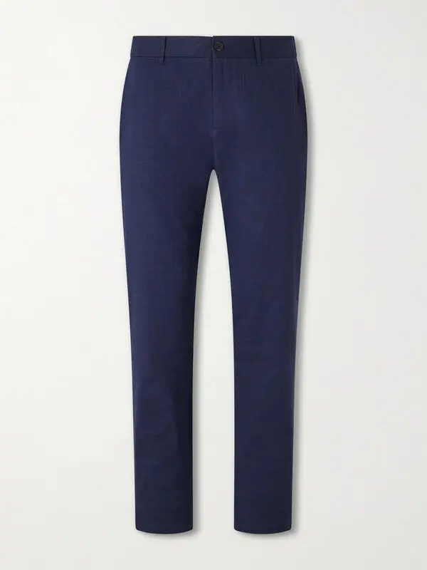 Onia Straight-leg Linen-blend Trousers - Blue