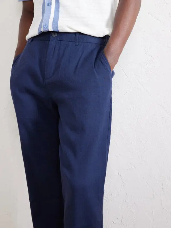 Onia Straight-leg Linen-blend Trousers - Blue
