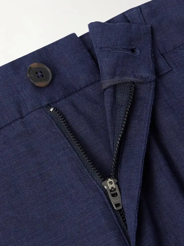 Onia Straight-leg Linen-blend Trousers - Blue