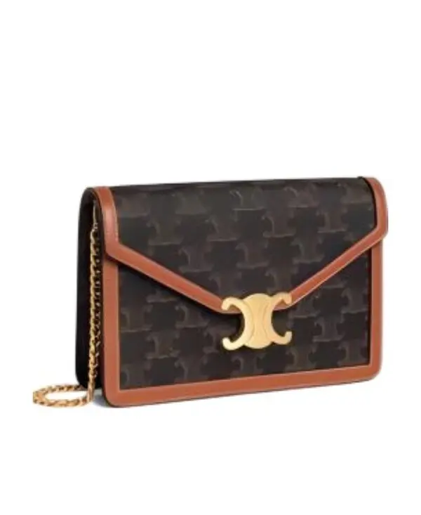 Celine Wallet On Chain Margo In Triomphe Canvas And Calfskin
