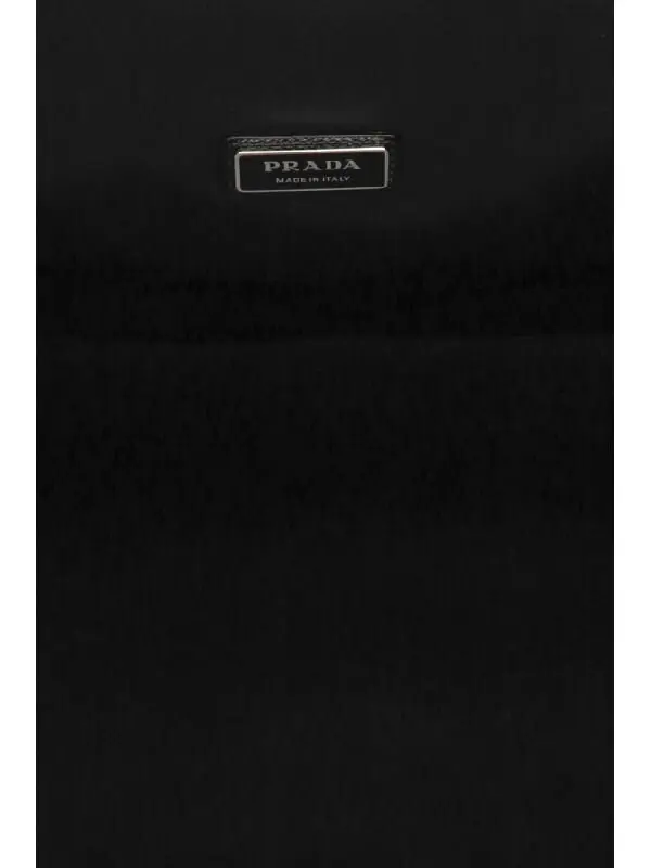 Prada Logo Plaque Wood Holder With Top Handle