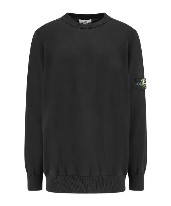 Stone Island Compass Patch Crewneck Jumper - Black