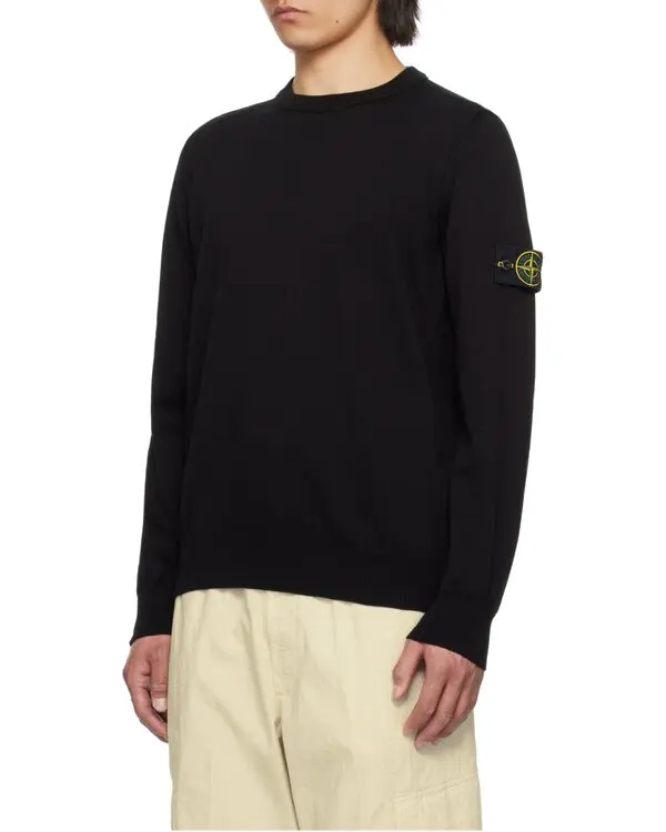 Stone Island Compass Patch Crewneck Jumper - Black