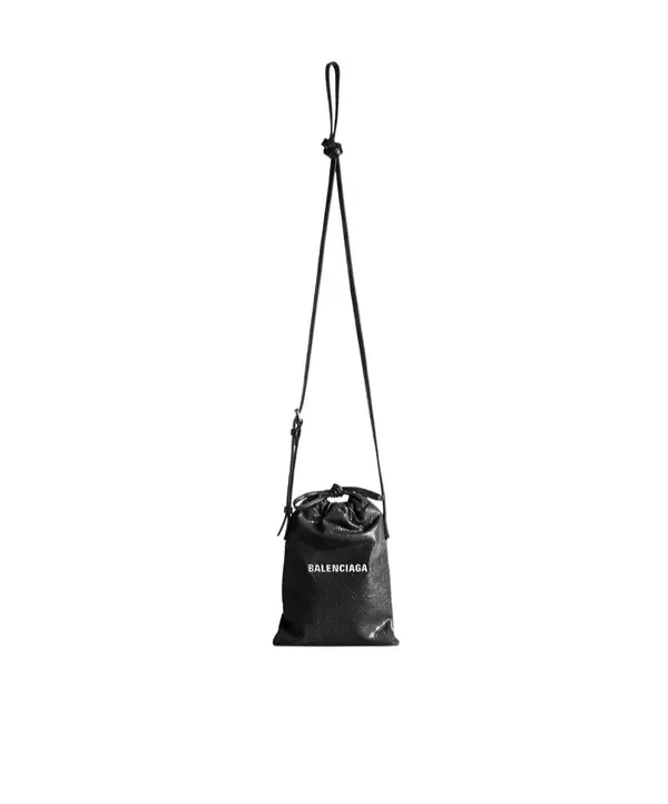 Balenciaga Shopper Drawstring Phone Holder - Black