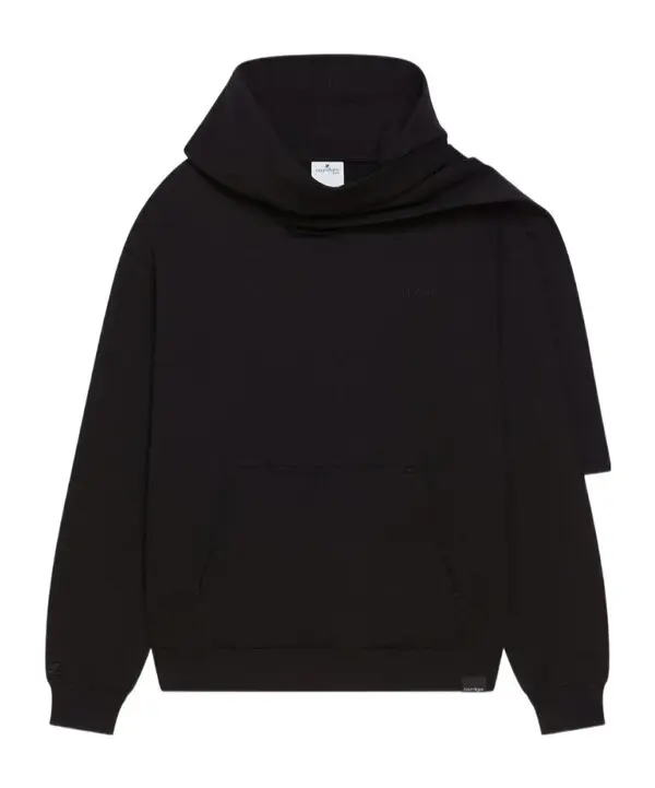 COURREGES Hoodie With Integrated Scarf - Black