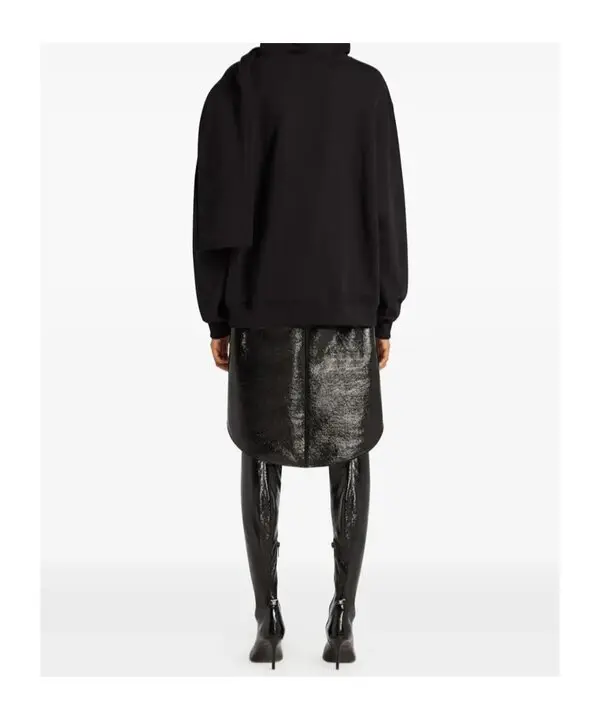 COURREGES Hoodie With Integrated Scarf - Black