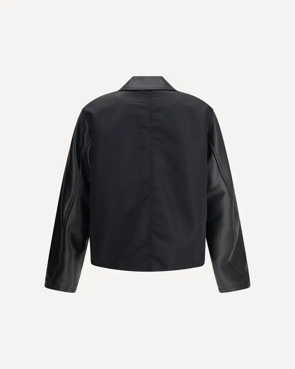 Loewe Logo Embossed Leather Jacket - Black