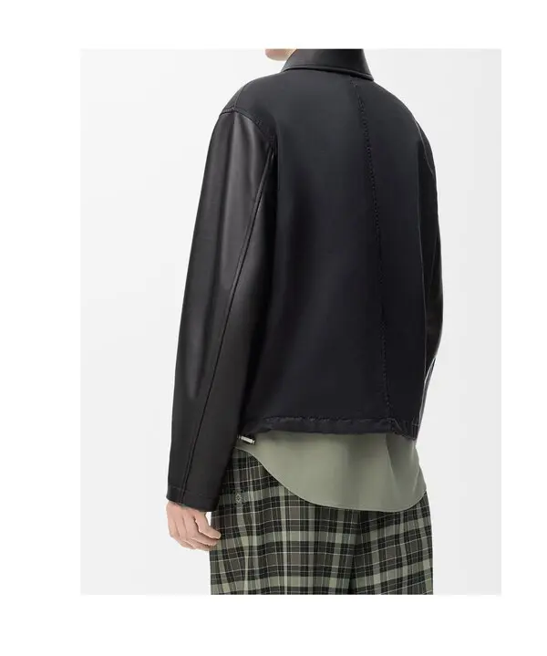 Loewe Logo Embossed Leather Jacket - Black