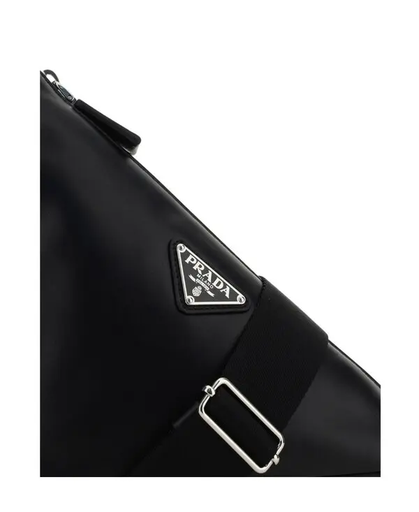 Prada Logo Plaque Zipped Shoulder Bag