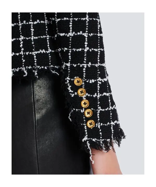 Balmain Cropped Tweed Jacket With Double-breasted Closure