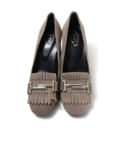 TOD'S Round Toe High Heel Pumps With Fringes