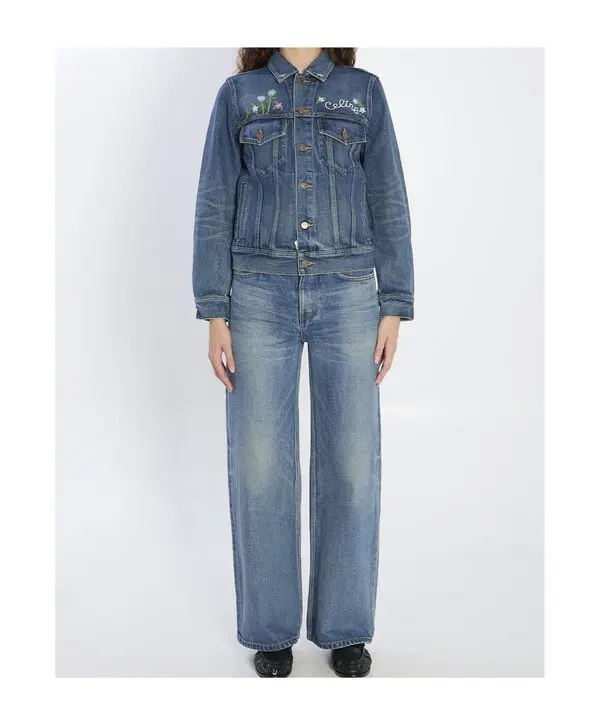 Celine Long Sleeve Embroidered Denim Jacket
