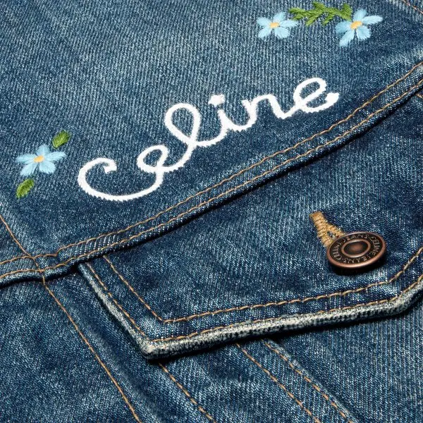 Celine Long Sleeve Embroidered Denim Jacket