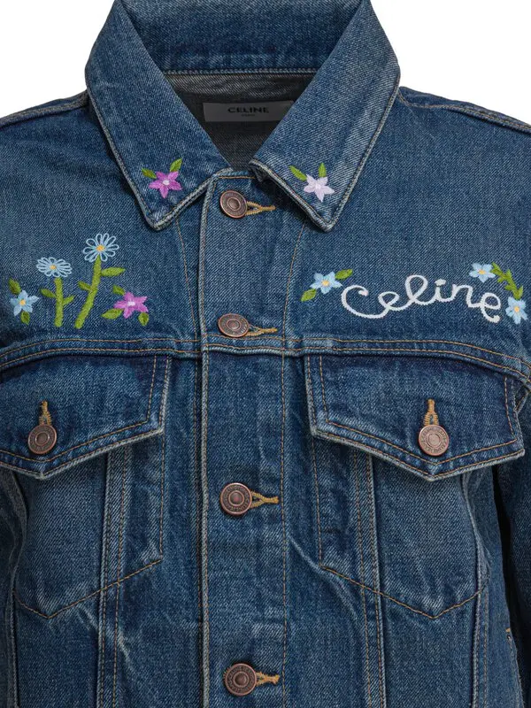 Celine Long Sleeve Embroidered Denim Jacket