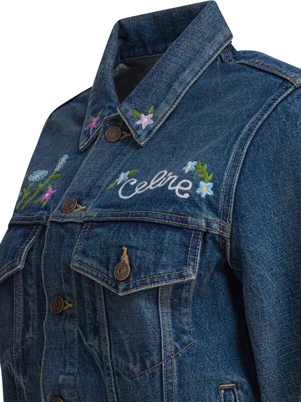 Celine Long Sleeve Embroidered Denim Jacket