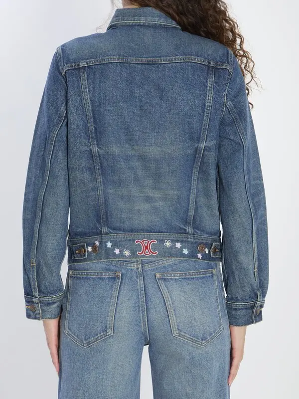 Celine Long Sleeve Embroidered Denim Jacket